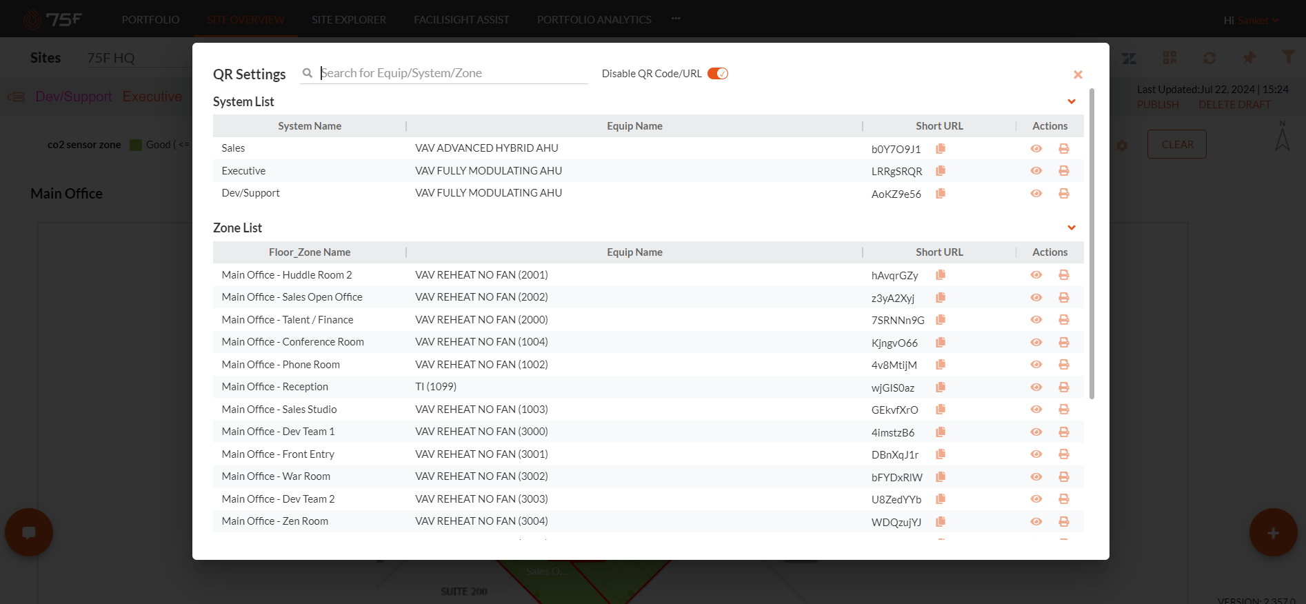 QR Code & Short URL for Airoverse for Facilities & Internal Portal – Airoverse